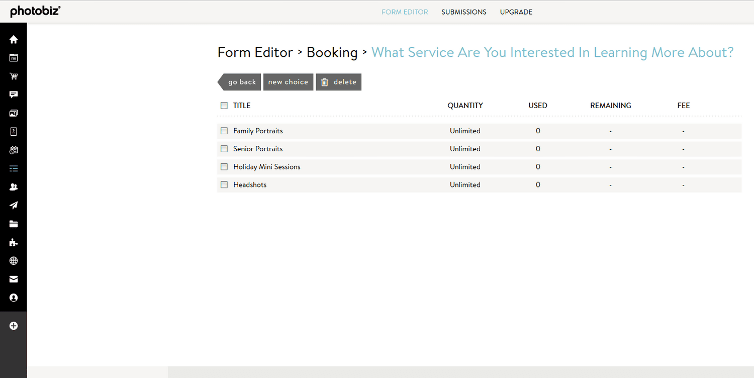 How do I edit the radio button choices on my form? - PhotoBiz Knowledge ...