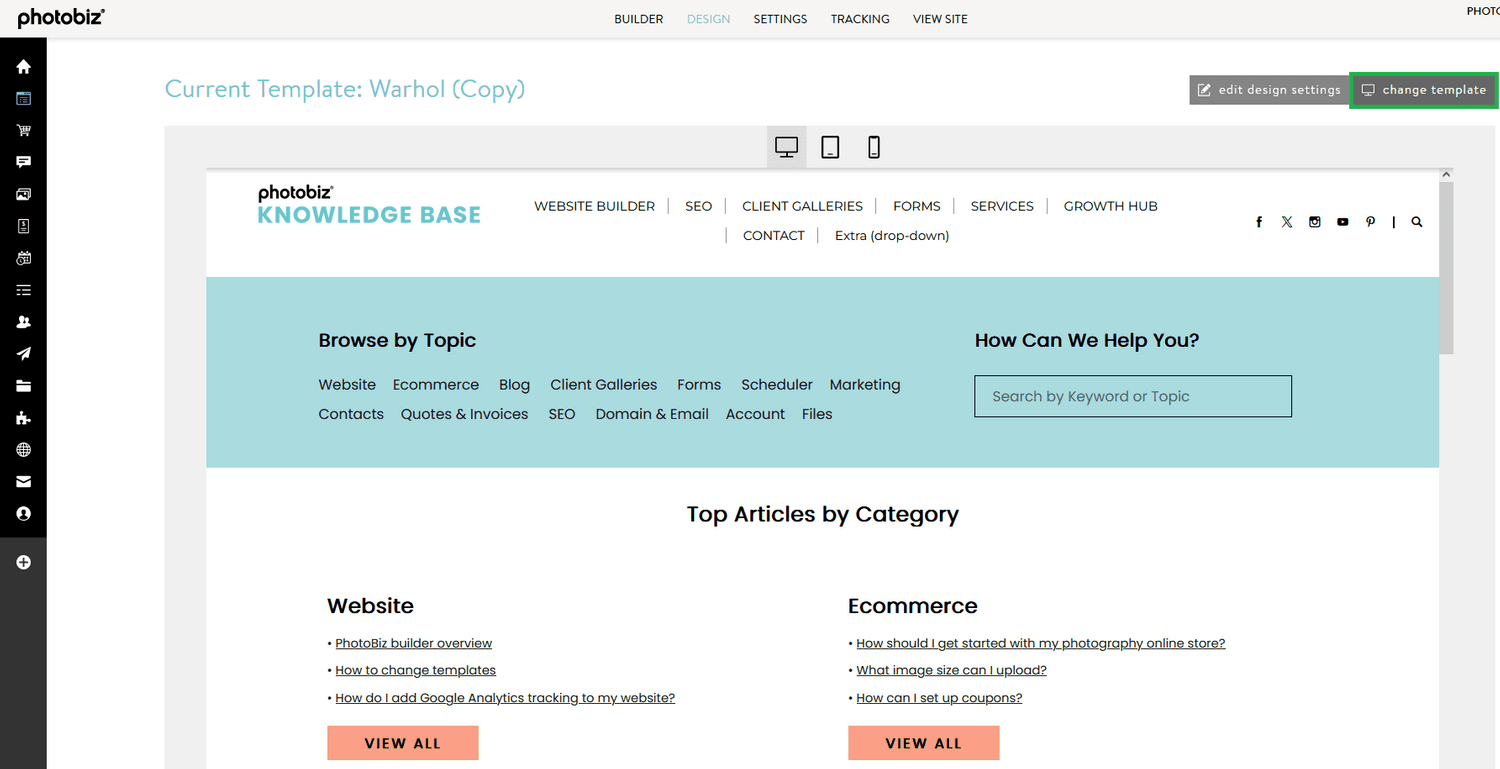 PhotoBiz Global Design Settings Guide - PhotoBiz Knowledge Base