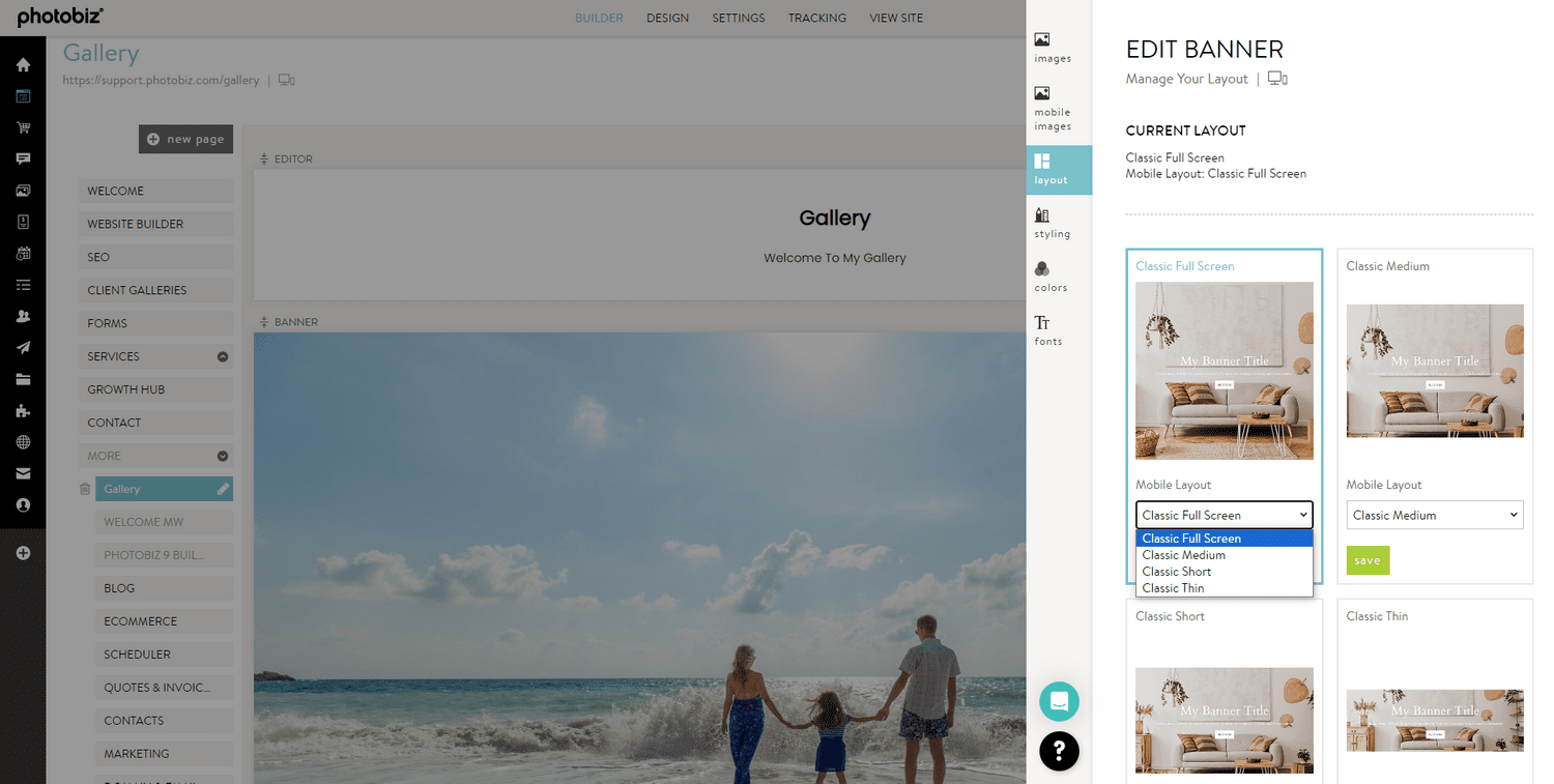 How To Change The Banner Block Layout - PhotoBiz Knowledge Base