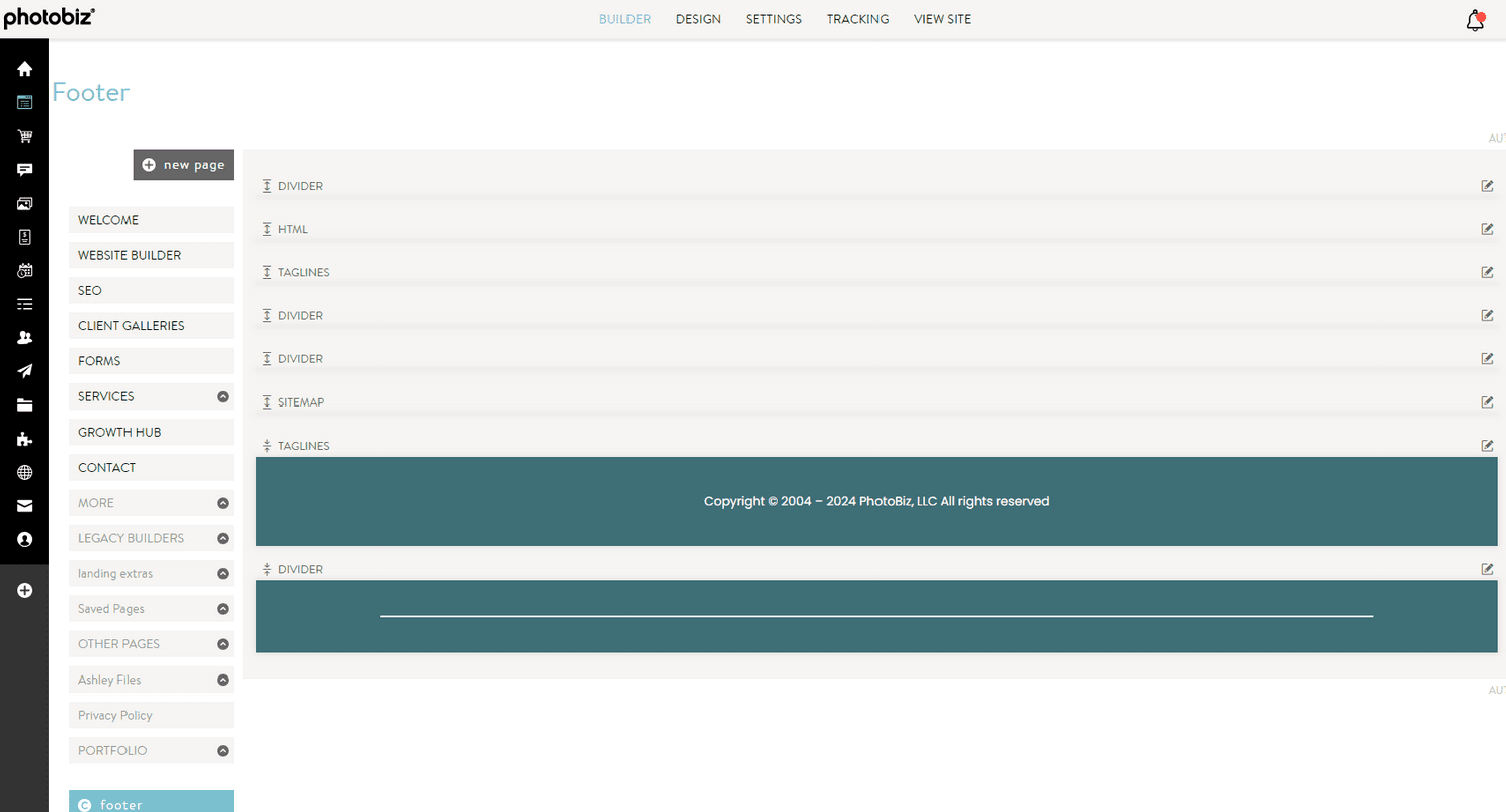 How To Use Divider Blocks In The Footer - PhotoBiz Knowledge Base