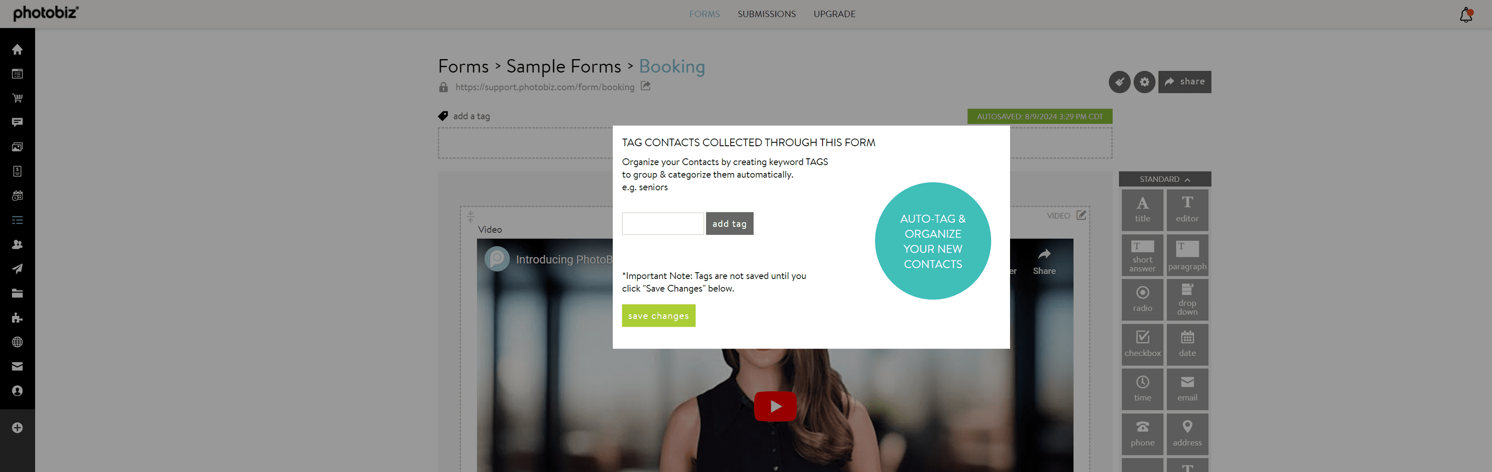 How can I use the tags feature in my custom forms? - PhotoBiz Knowledge ...