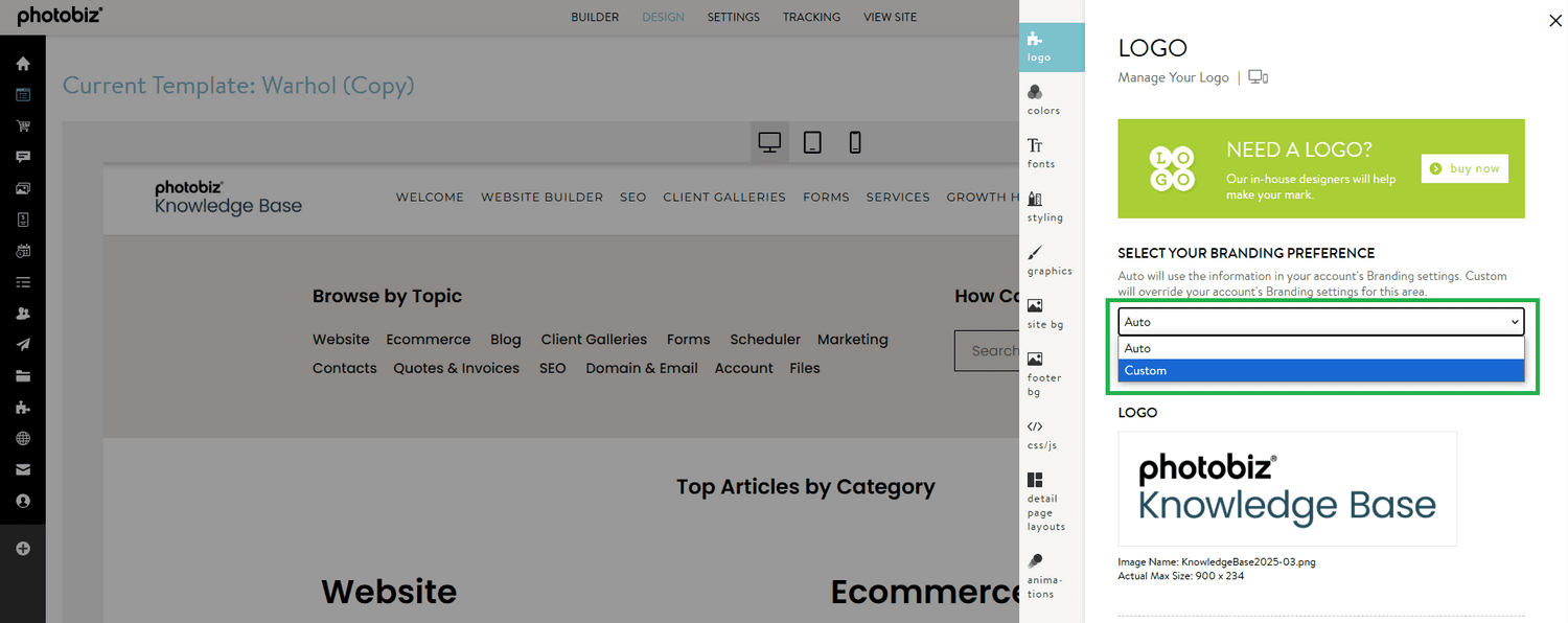 How To Change Your Logo On Your Website - PhotoBiz Knowledge Base